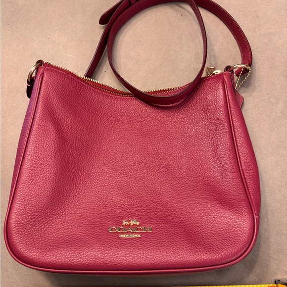 Coach | Bags | Coach Maroon Shoulder Bag With Gold Hardware And ...